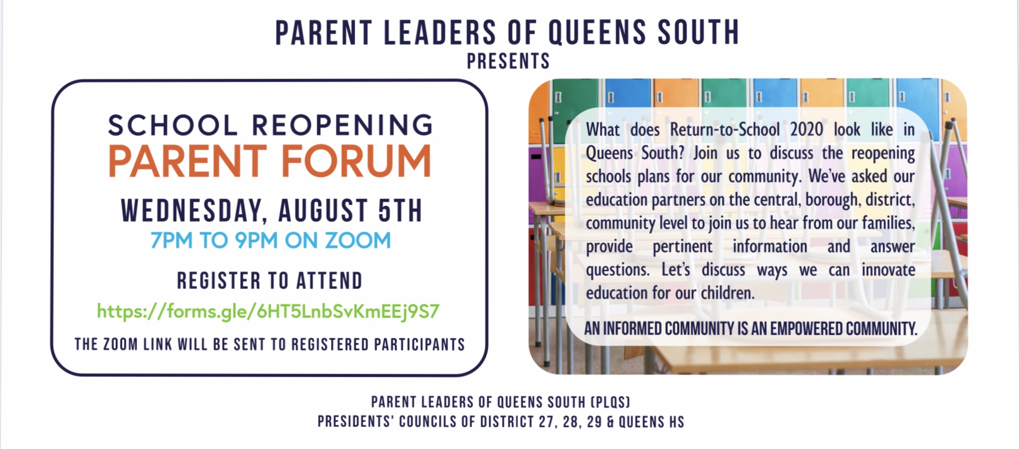 Parent Forum: August 7th 7-9pm – PS99Q Parents' Association